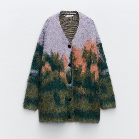Zara | Tops | Zara Landscape Knit Coat | Poshmark